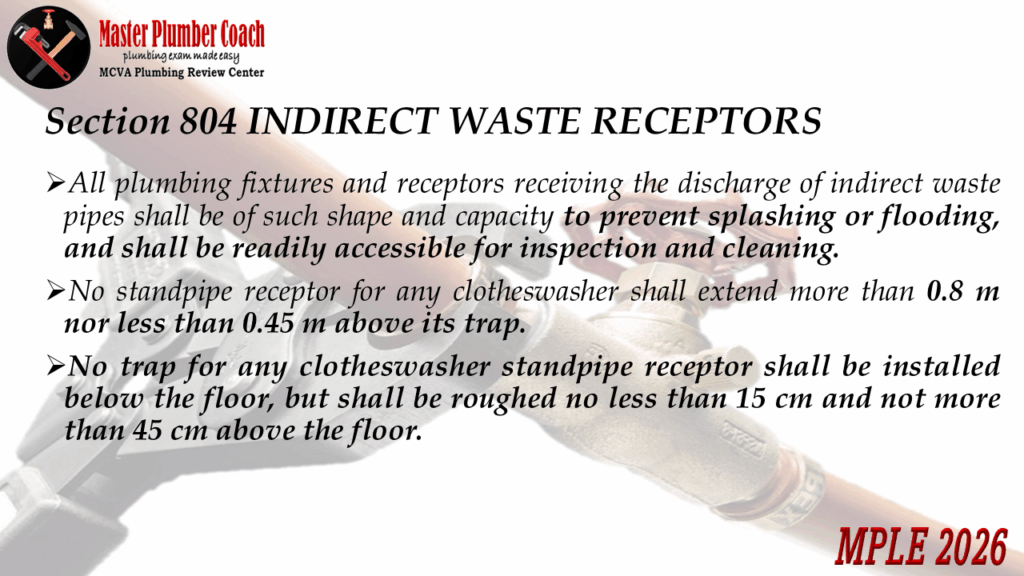 Chapter 8 – Indirect Waste Piping – MASTER PLUMBER COACH
